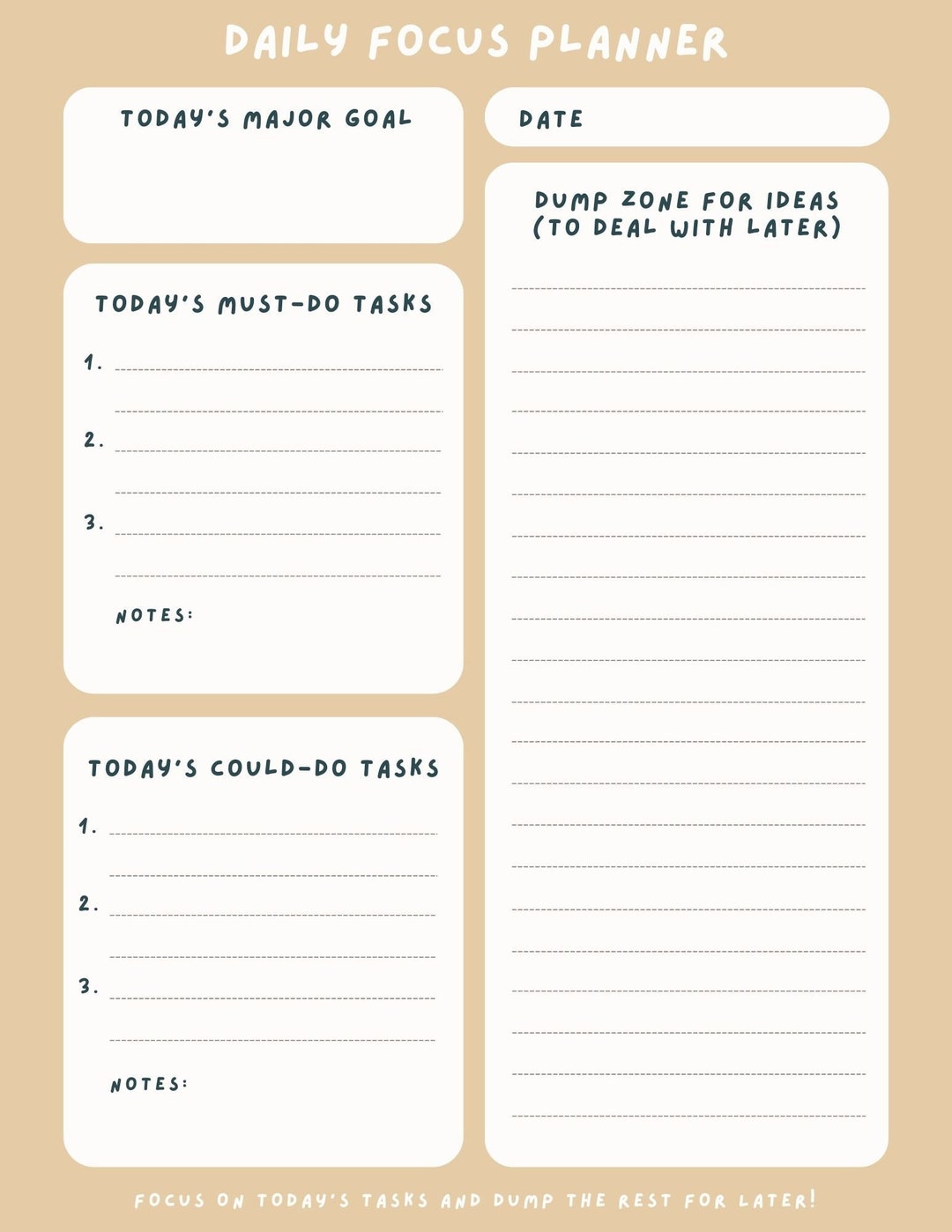 Premium DAILY FOCUS PLANNER - Etsy