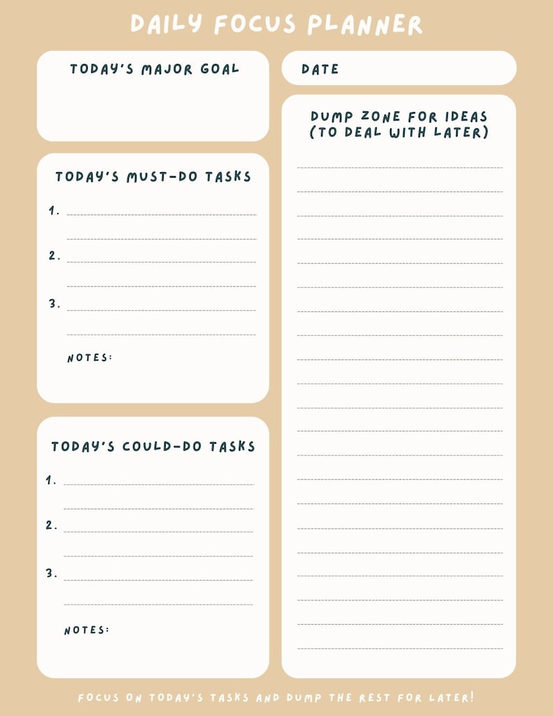 Premium DAILY FOCUS PLANNER - Etsy