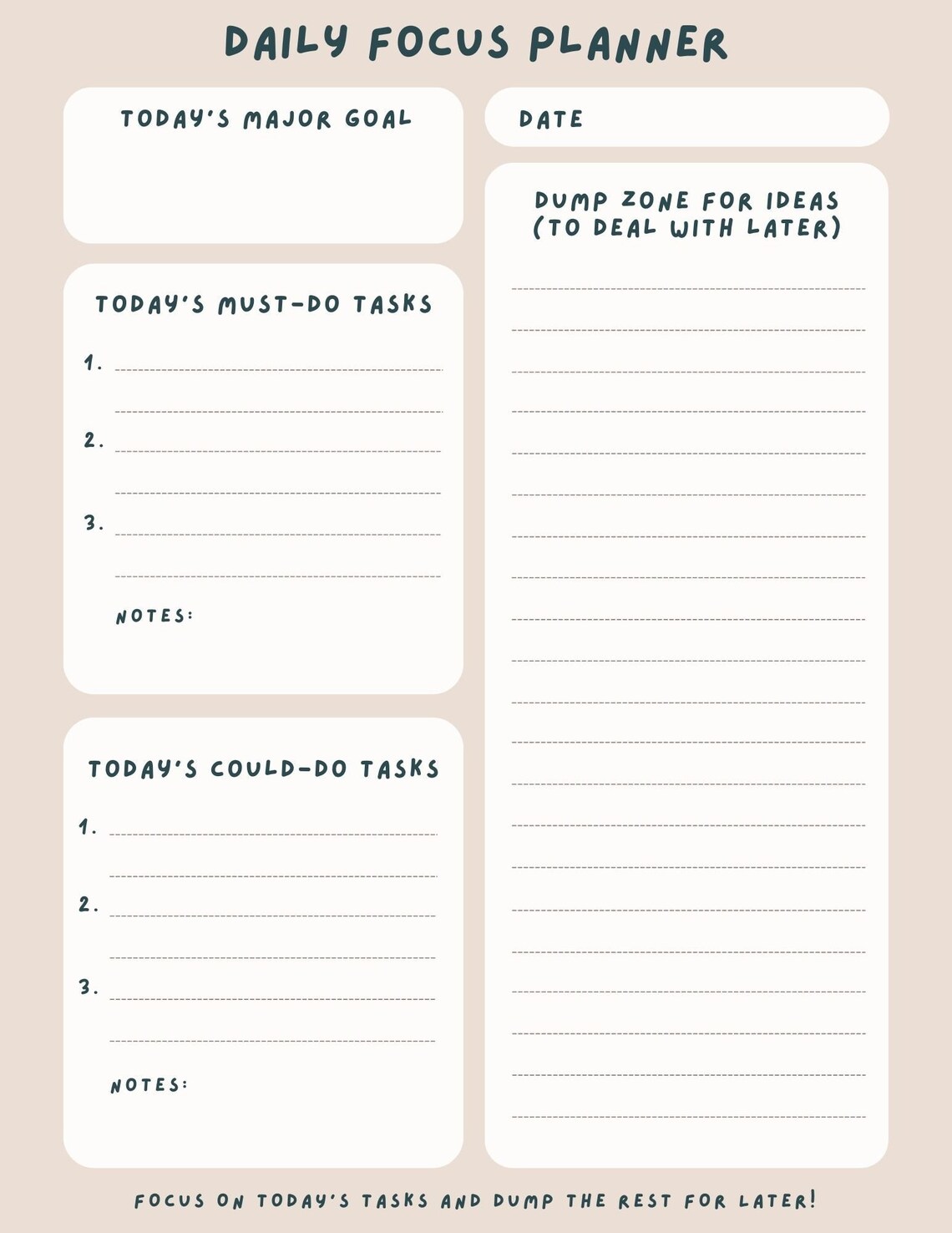 Premium DAILY FOCUS PLANNER - Etsy
