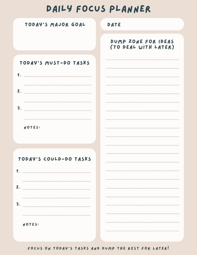 Premium DAILY FOCUS PLANNER - Etsy