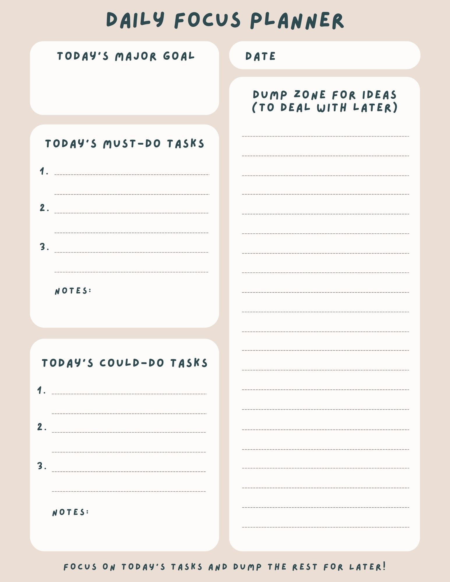 Premium DAILY FOCUS PLANNER - Etsy
