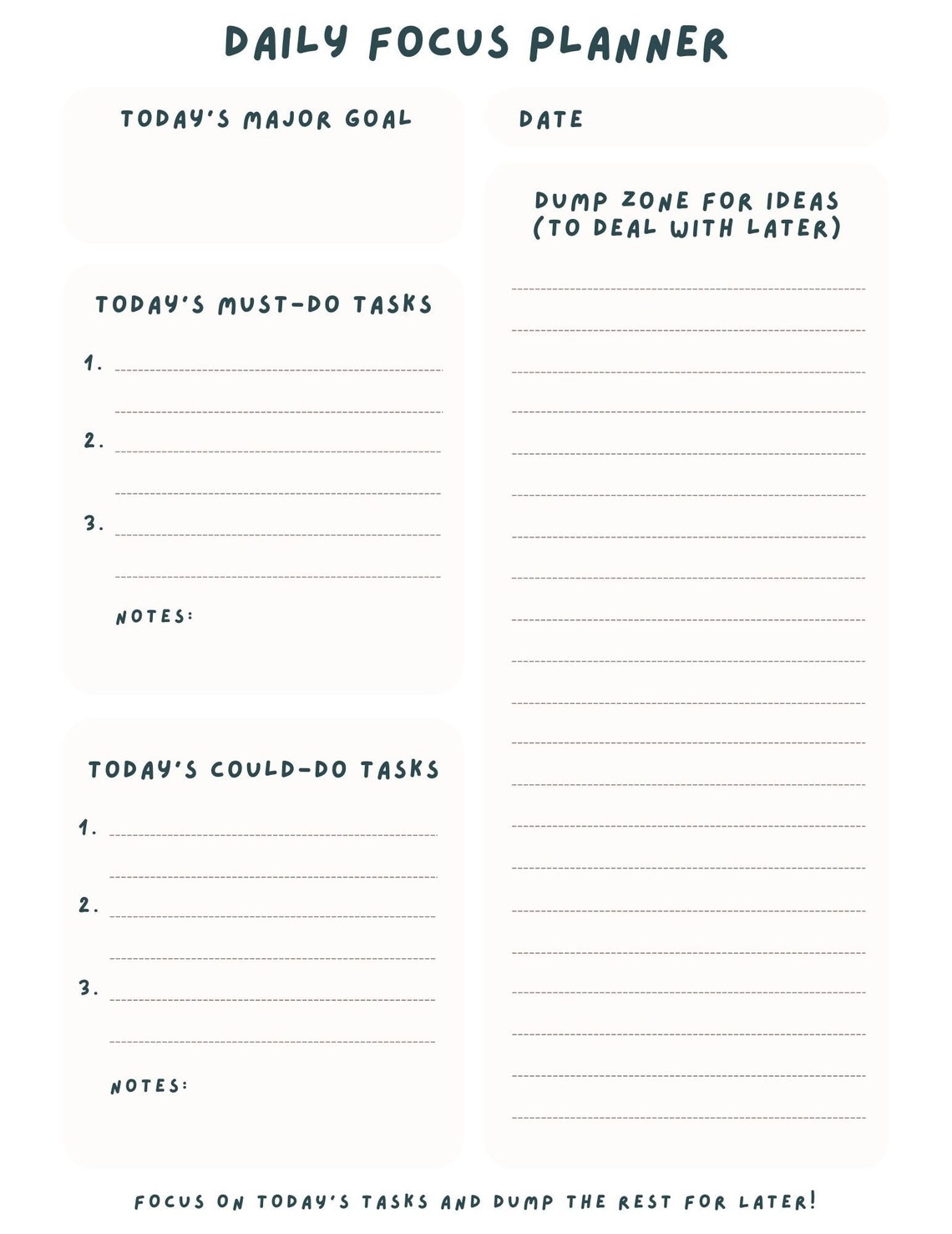Premium DAILY FOCUS PLANNER - Etsy