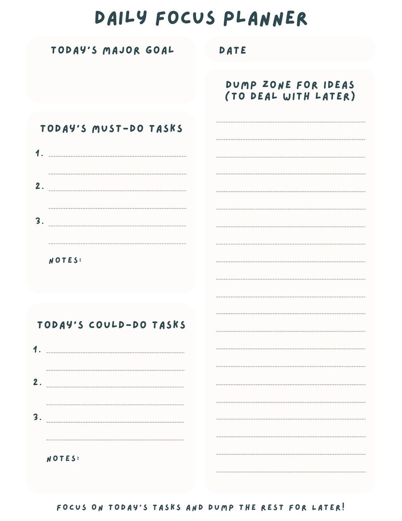 Premium DAILY FOCUS PLANNER - Etsy