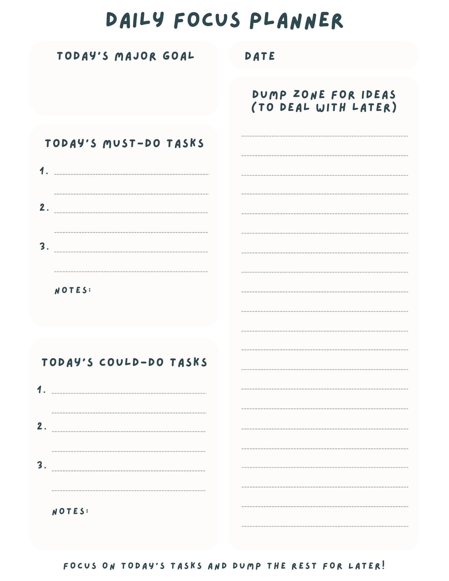 Premium DAILY FOCUS PLANNER - Etsy