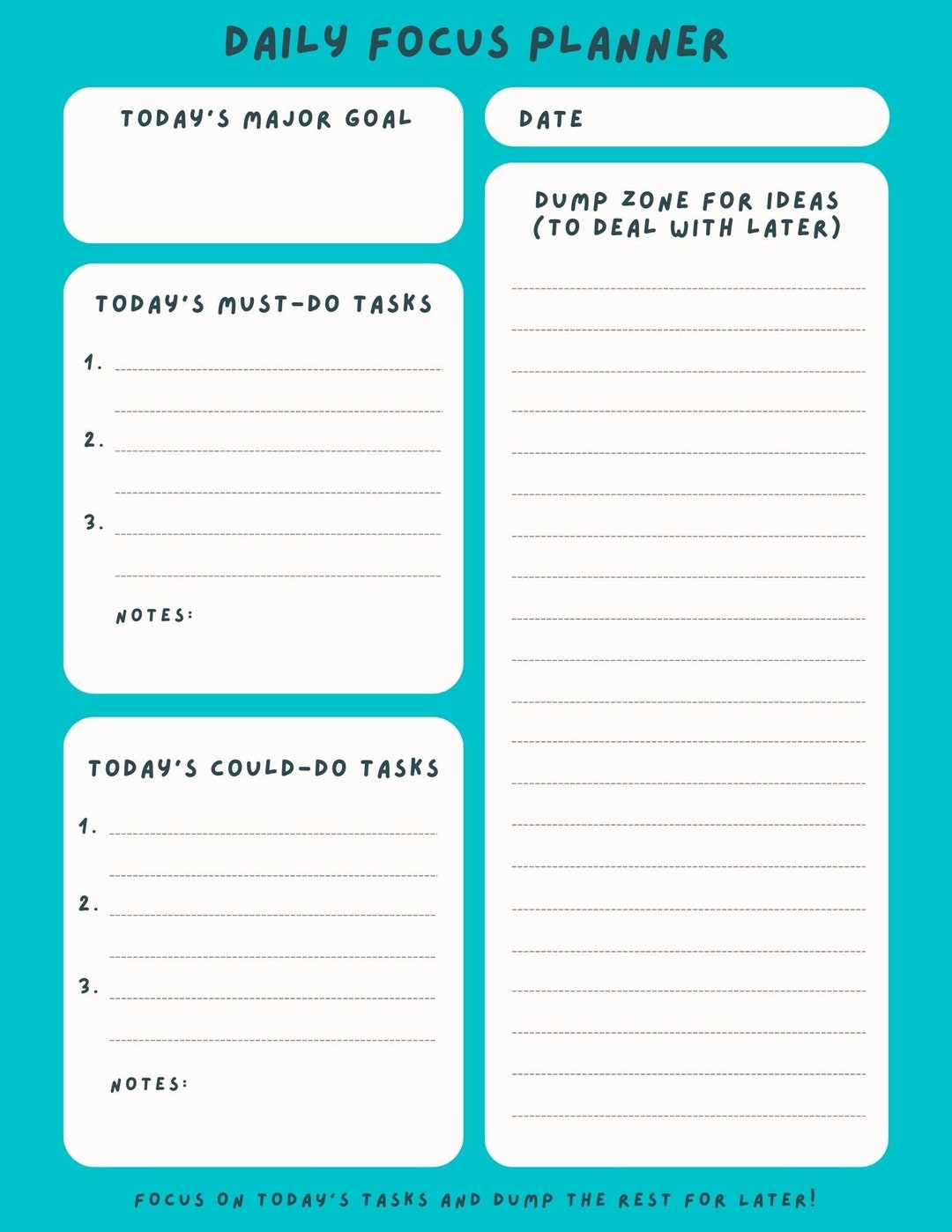 Premium DAILY FOCUS PLANNER - Etsy