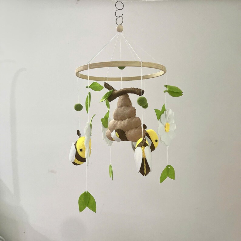 Floral-themed Bees Baby Crib Mobile, Mini Bee Mobile ,bees Baby Mobile ...
