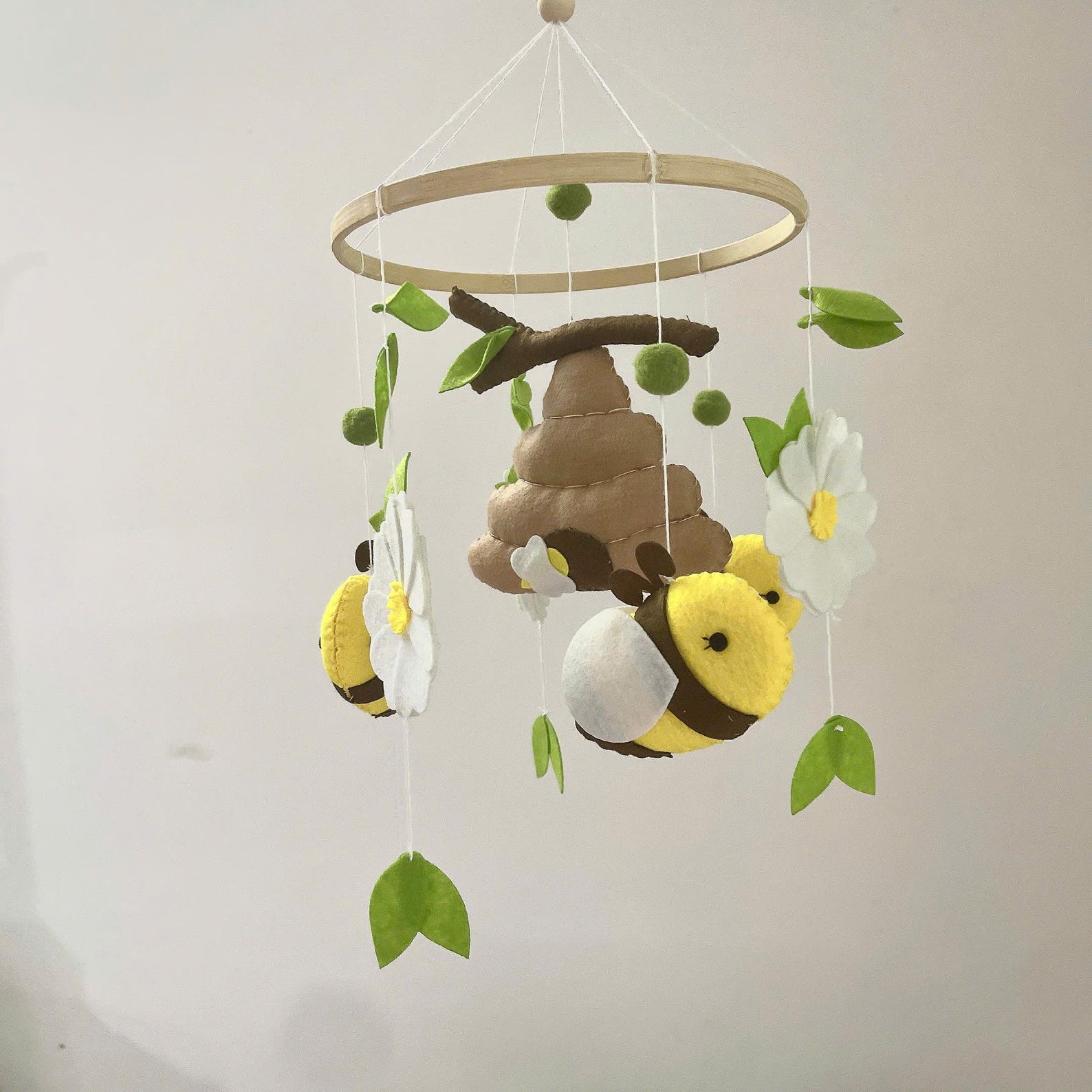 Floral-themed Bees Baby Crib Mobile, Mini Bee Mobile ,bees Baby Mobile ...
