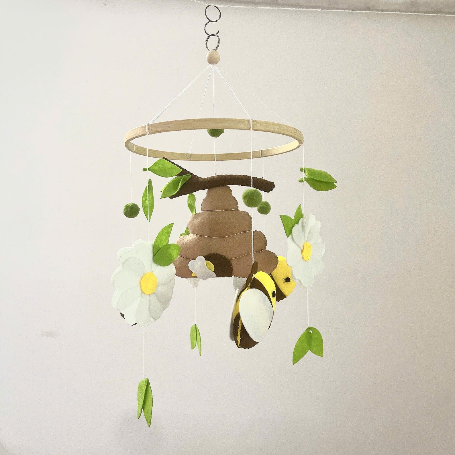 Floral-themed Bees Baby Crib Mobile, Mini Bee Mobile ,bees Baby Mobile ...
