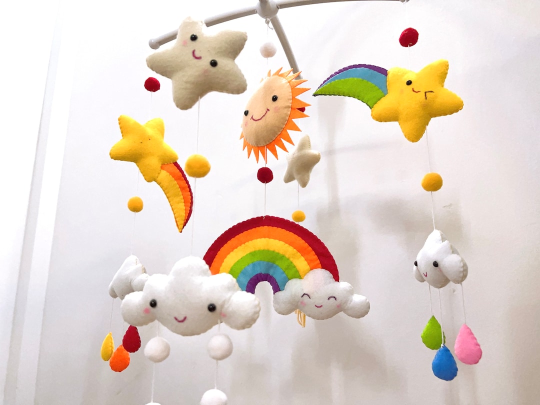 Colorfull Sky Theme Mobile , Rainbow Mobile, Nursery Decor, Felt Mobile ...