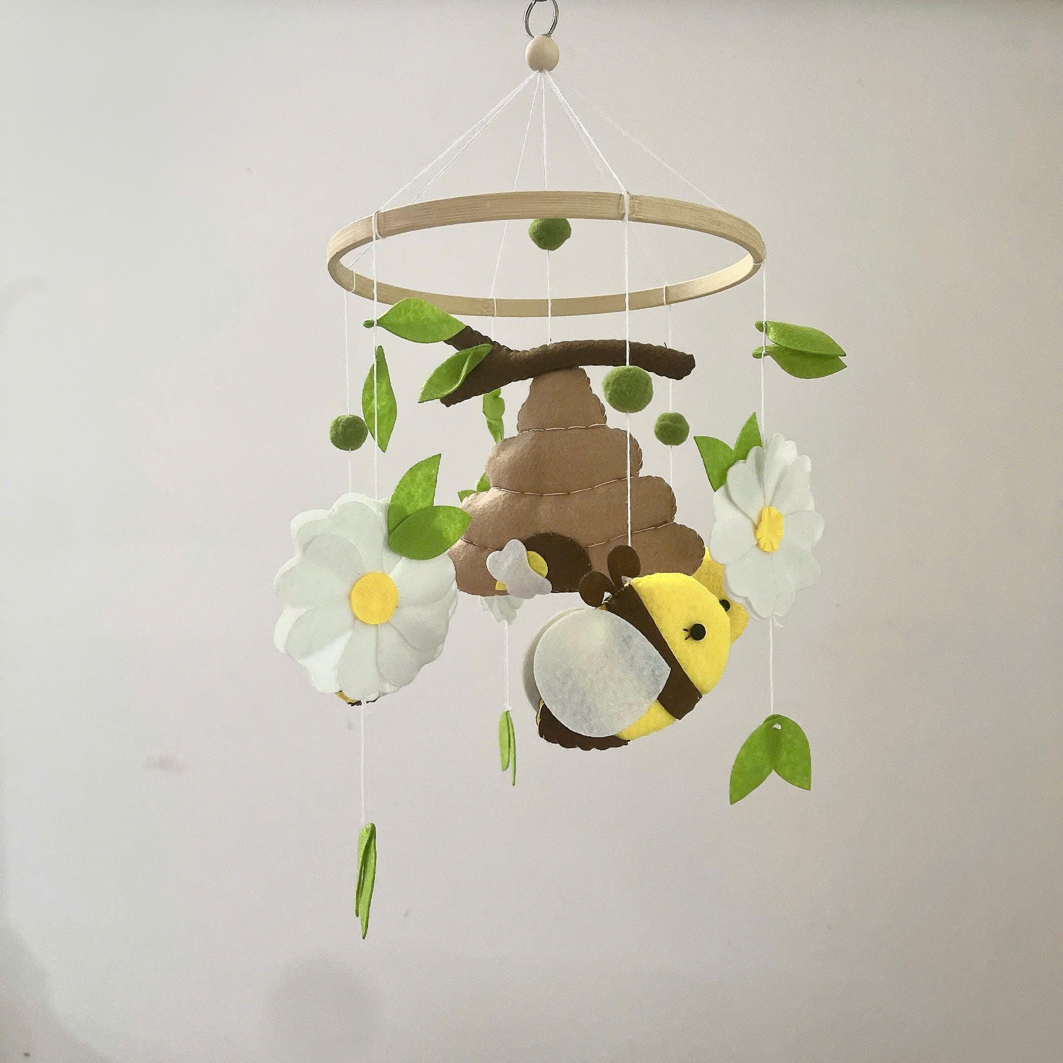 Floral-themed Bees Baby Crib Mobile, Mini Bee Mobile ,bees Baby Mobile ...