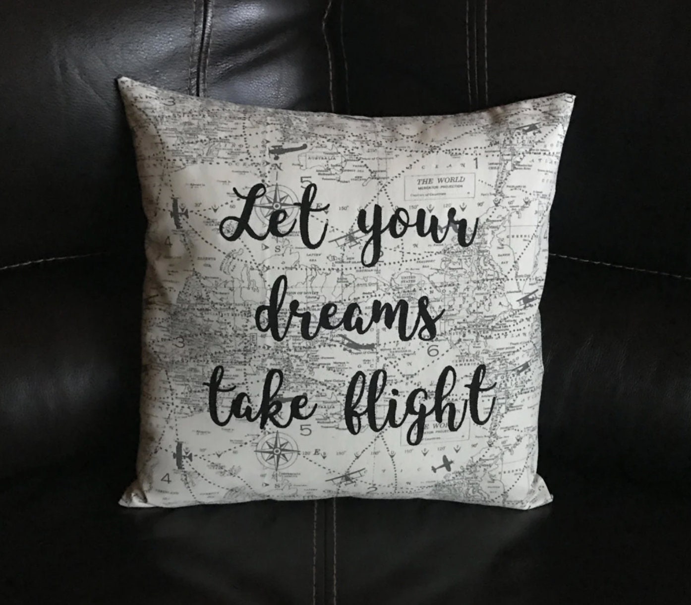 Let Your Dreams Take Flight Airplane Pillow Aviation Themed Home Decor ...