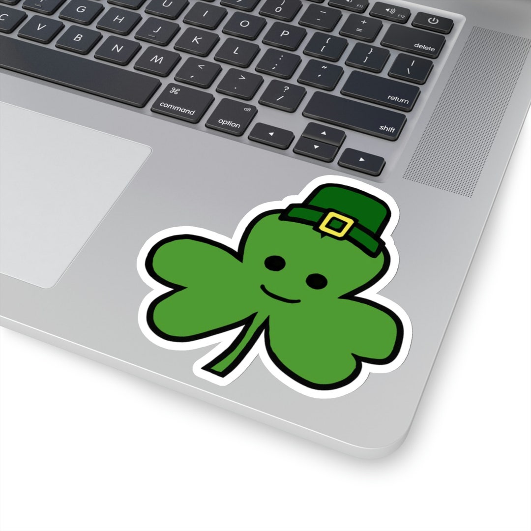 Shamrock With Hat Sticker, Vinyl Kiss-cut Sticker, Laptop Sticker ...