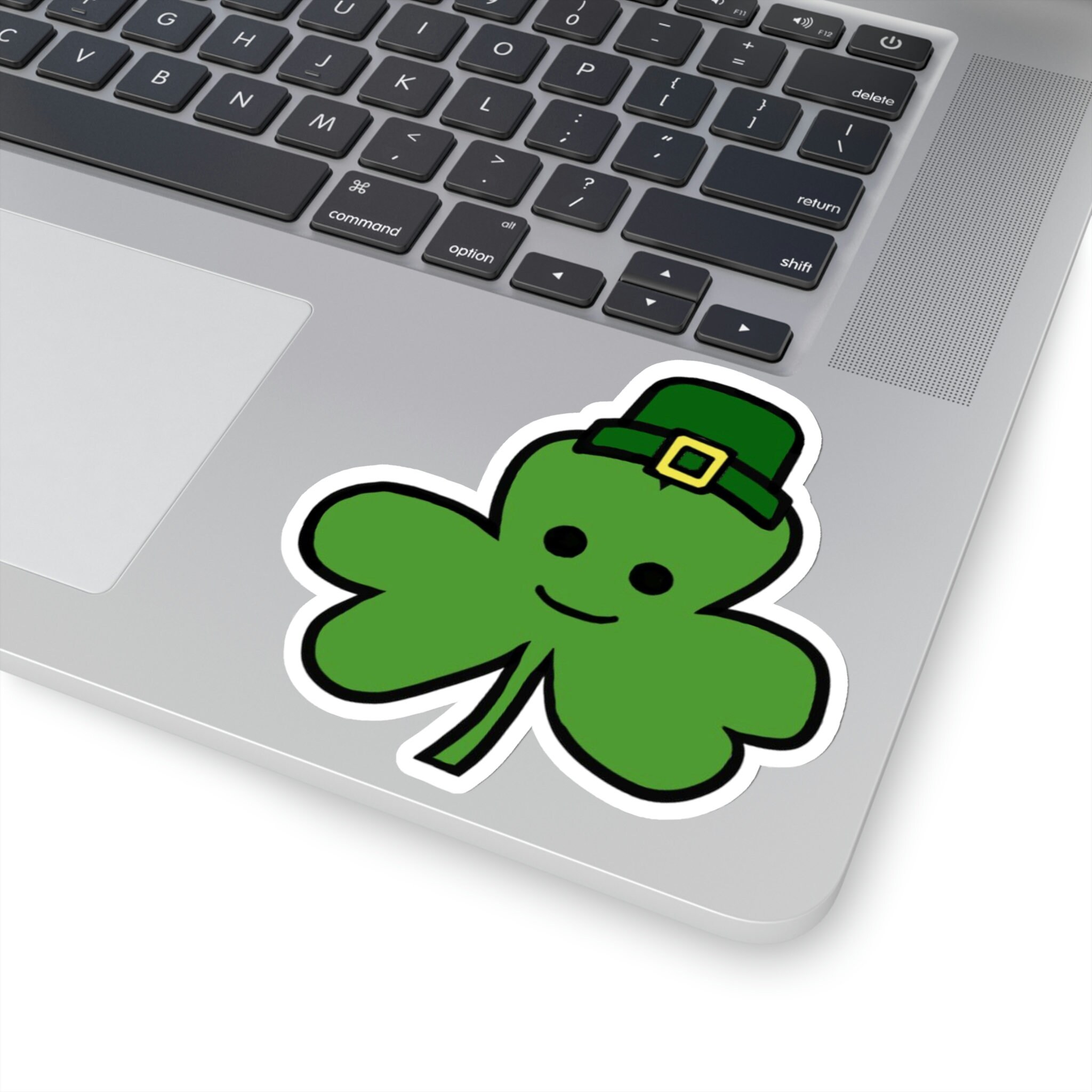Shamrock With Hat Sticker, Vinyl Kiss-cut Sticker, Laptop Sticker ...