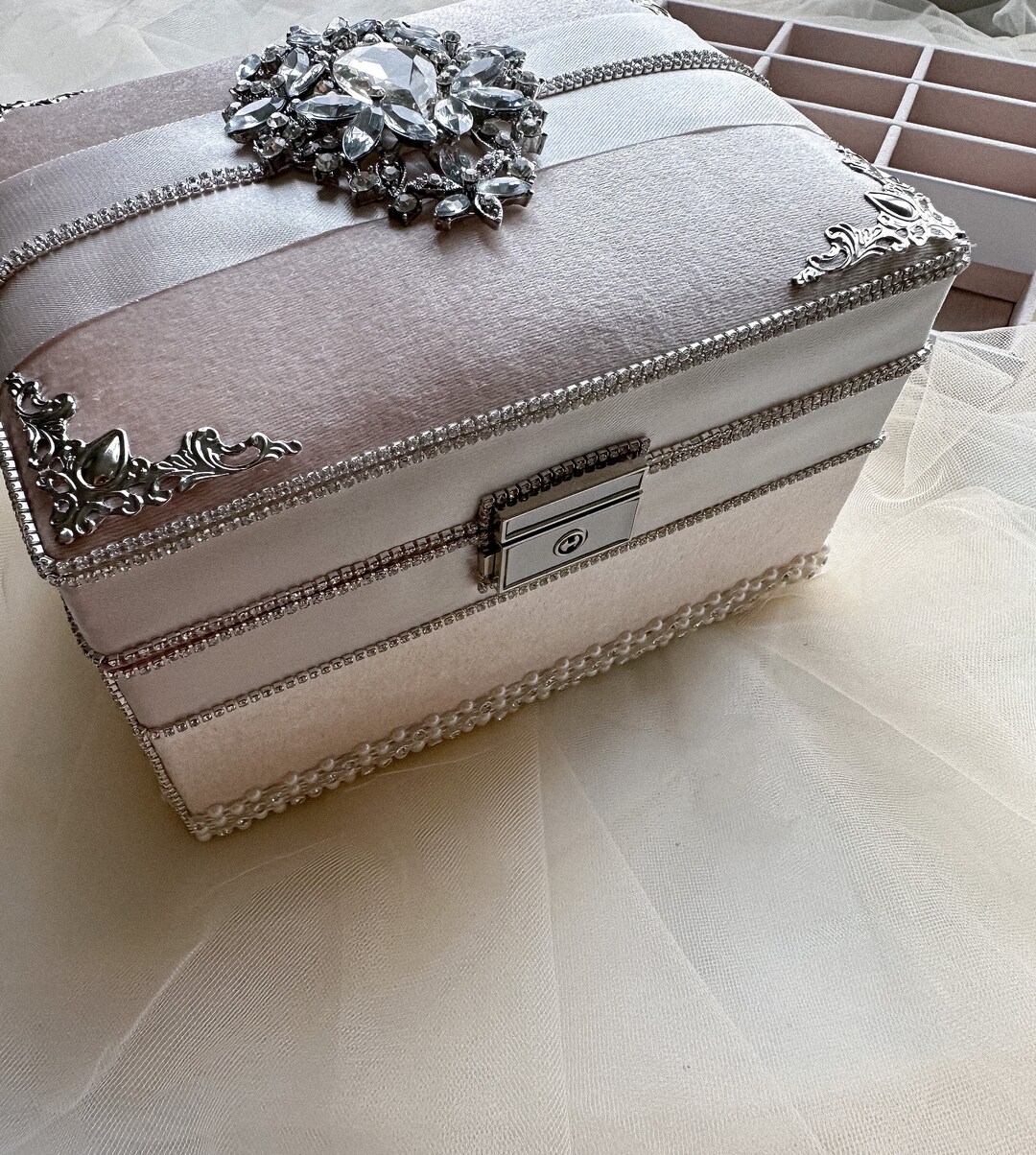 Jewelry Organizer Box Unique Jewelry Box Covered Pink Velvet Jewelry ...