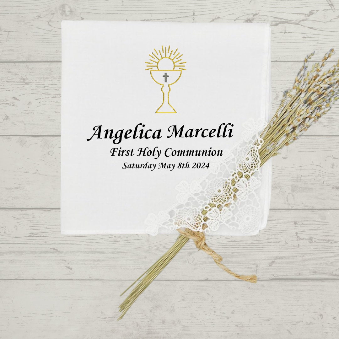 Presente de primeira comunhão, lenço de primeira comunhão, presente de ...