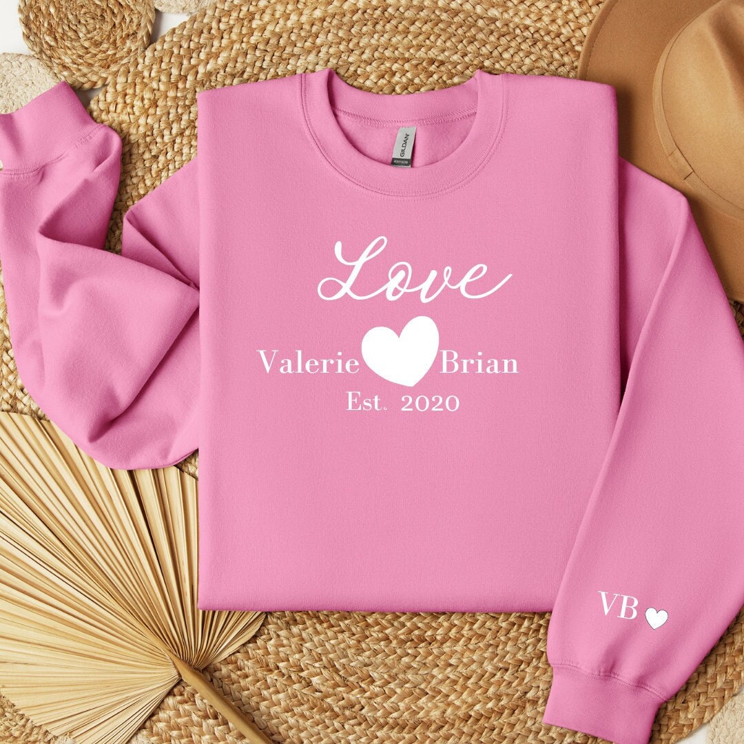 Personalized Embroidered Valentine's Sweatshirt Custom Love EST Sweater ...