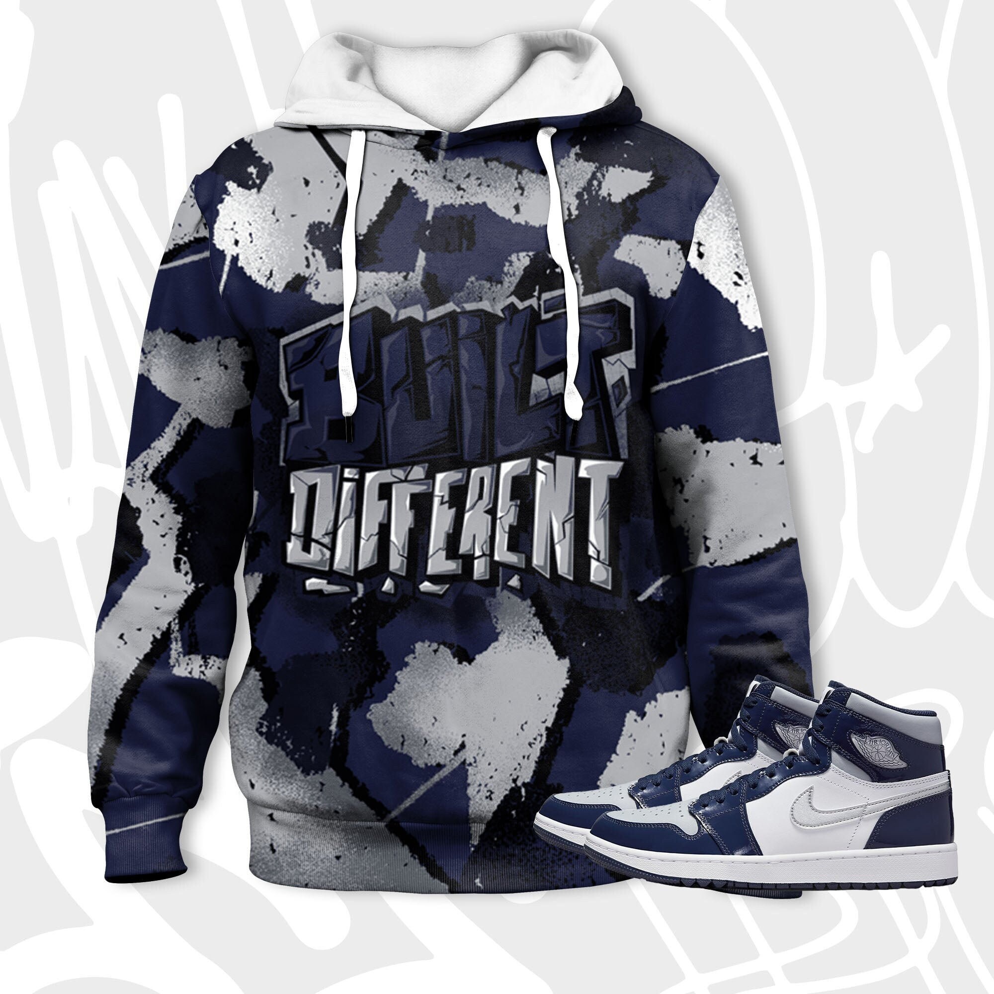 Built Different 3D Broken Art Match Jordan 1 High Golf Midnight ...