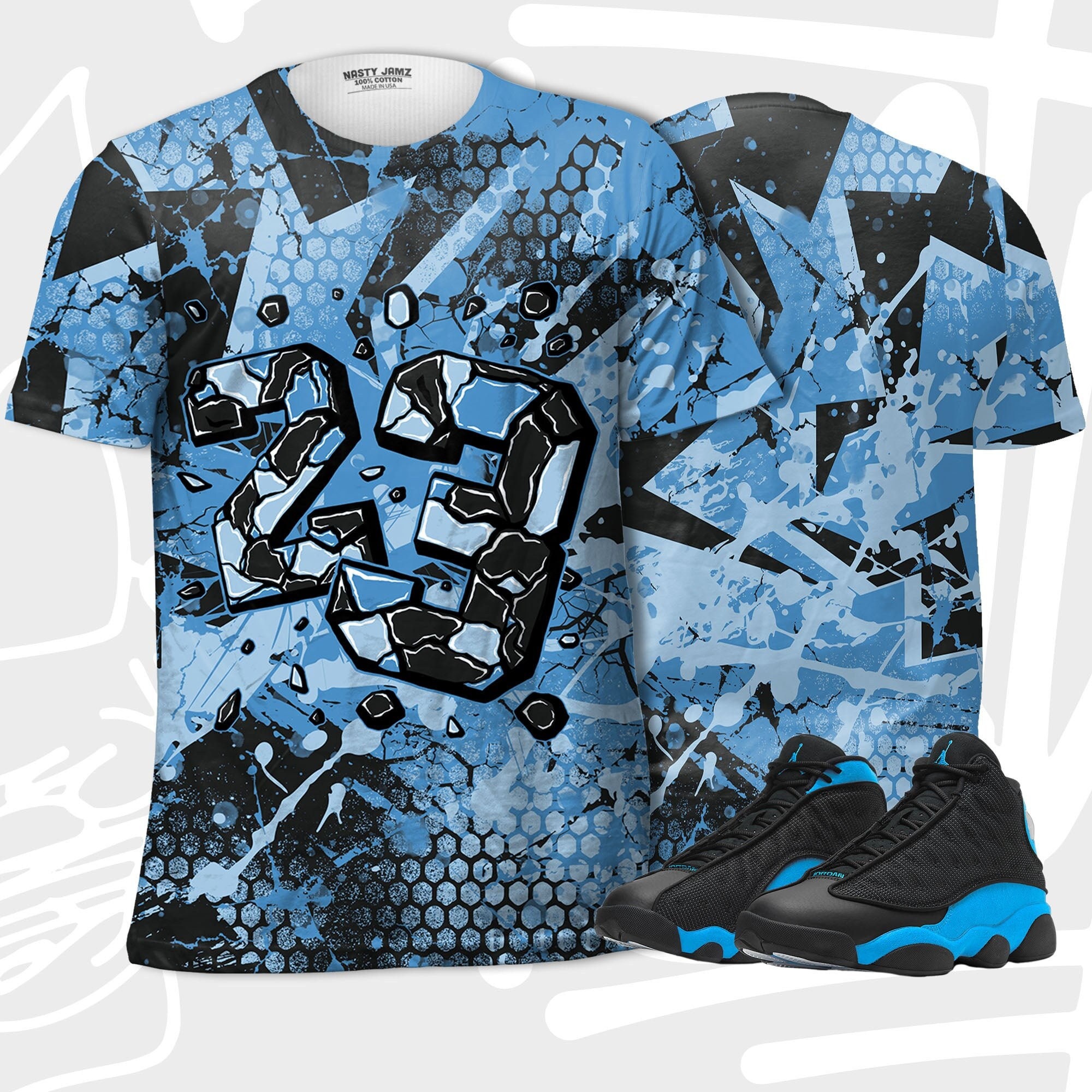 Number 23 Broken 3D Crack Graffiti macth Jordan 13 Black University ...