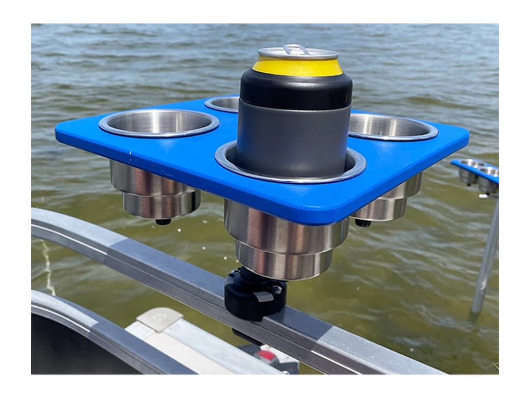 Sandbar™ Pontoon Boat Rail Cup Holder No Drilling Required Marine-grade ...