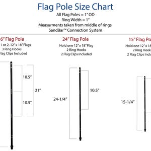 Pontoon Boat Flag Pole + Pontoon Rail Mount. 36", 24", 15" & Color ...