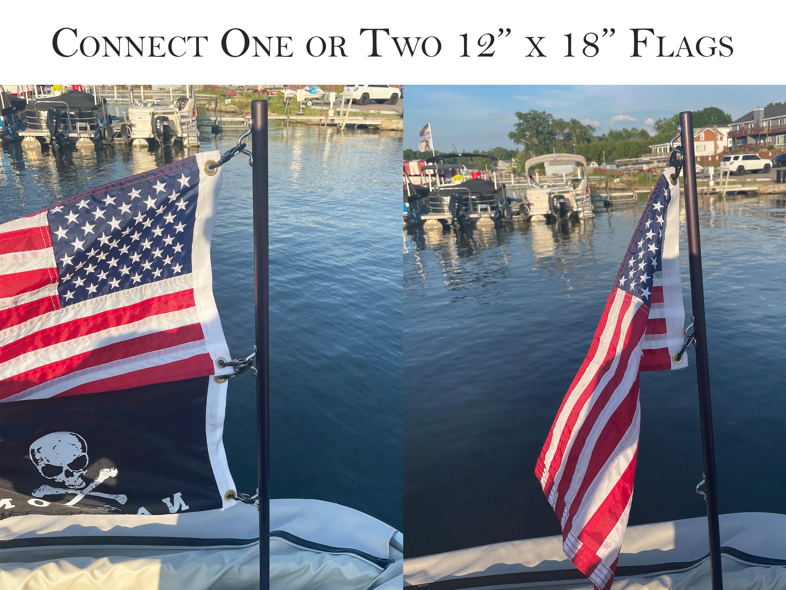 36 Boat Flag Pole and Mounting System, Holds Two 12 X 18 Flags, Mount ...