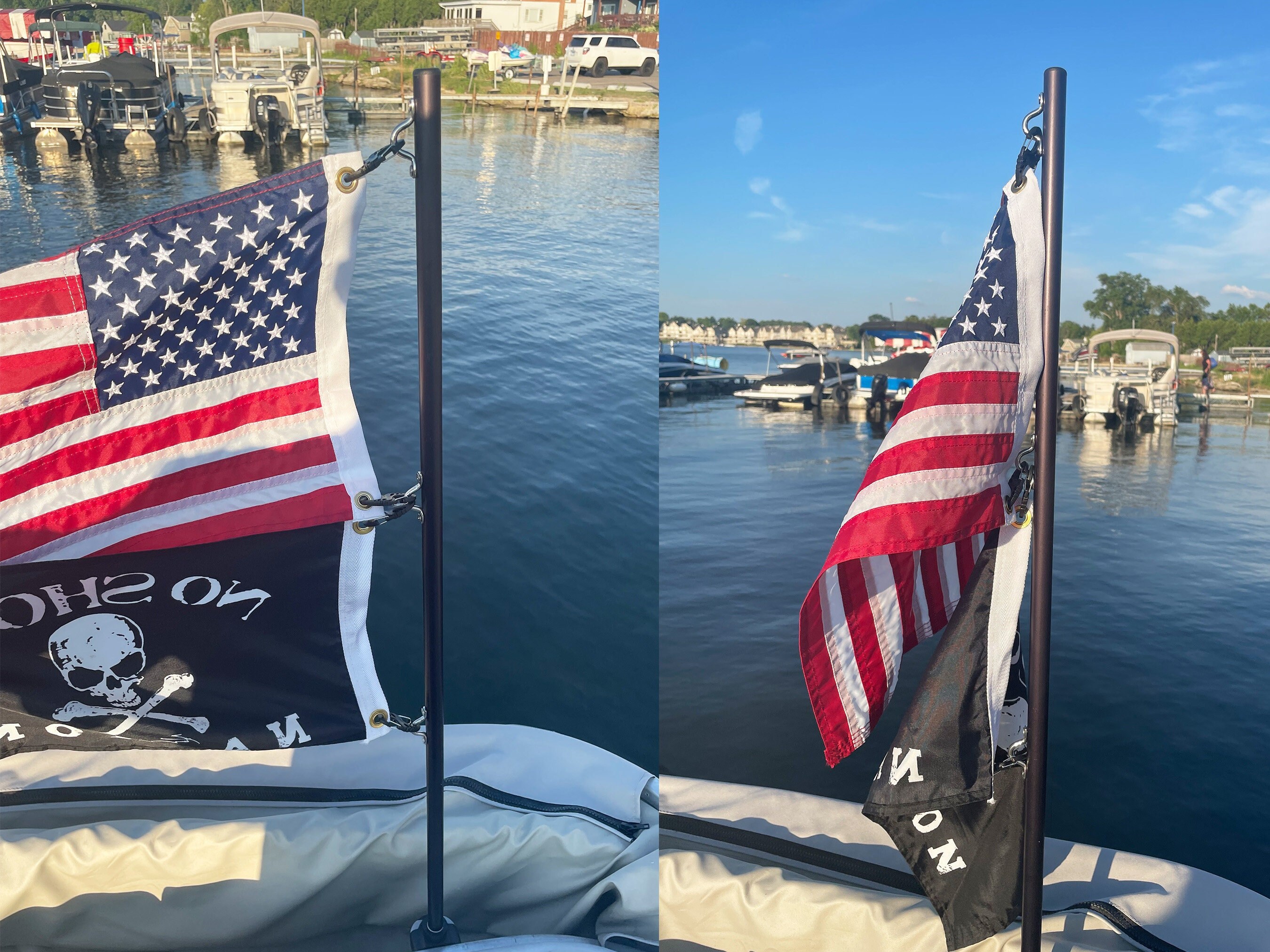 36 Boat Flag Pole and Mounting System, Holds Two 12 X 18 Flags, Mount ...