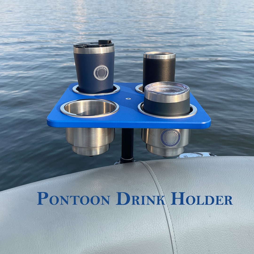 Pontoon Boat Drink Holder With Pontoon Rail Mount. Mount to 1-1/8″ and ...