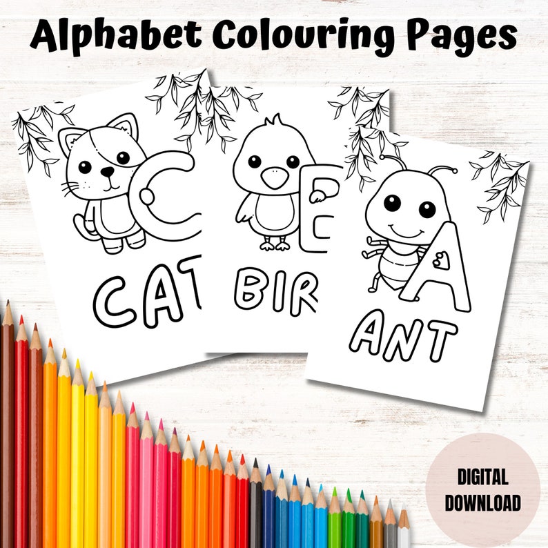 26 Printable Alphabet Animal Colouring Pages | Worksheet | Kids ...