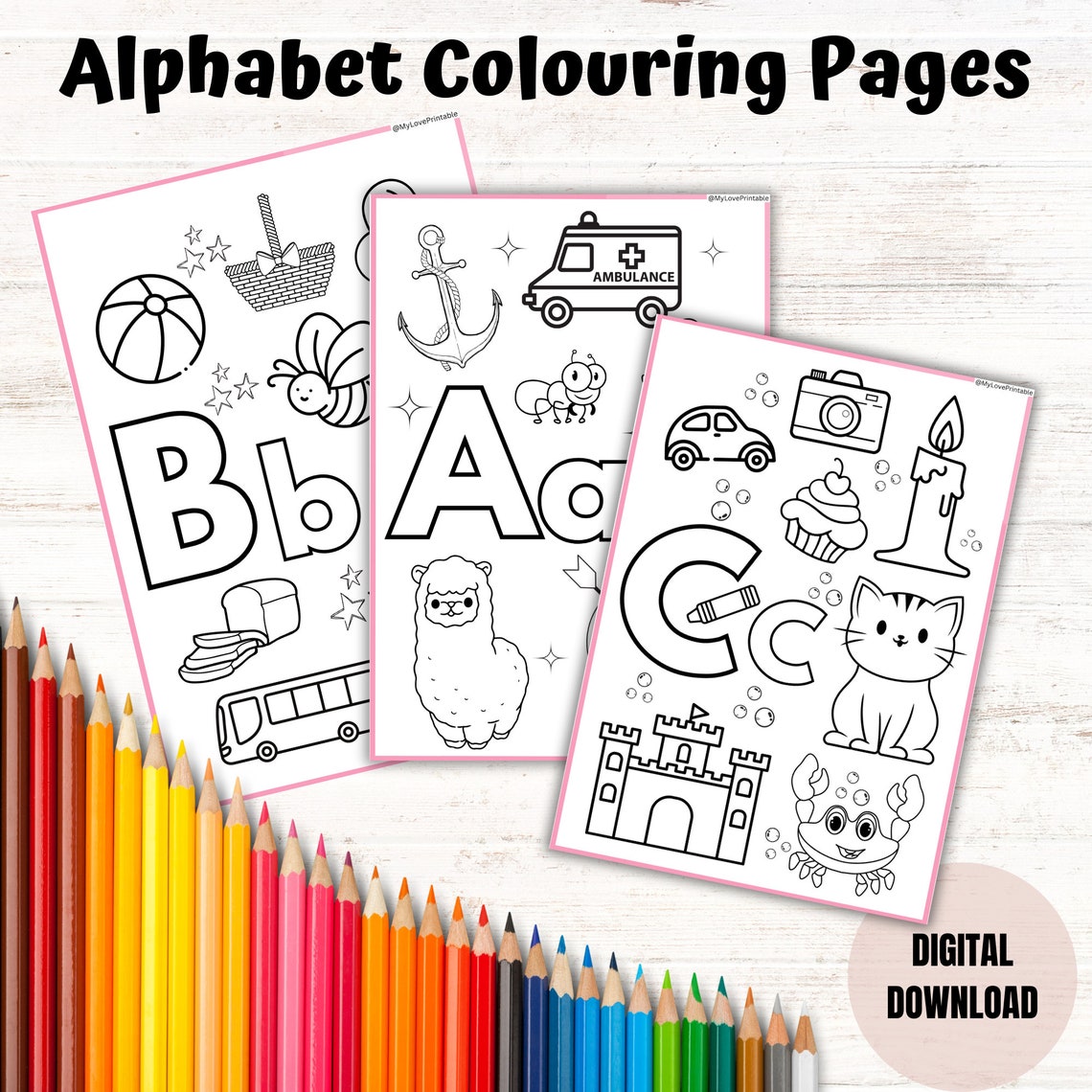 26 Colouring Pages | Alphabet Colouring | Printable Preeschool Workshet ...