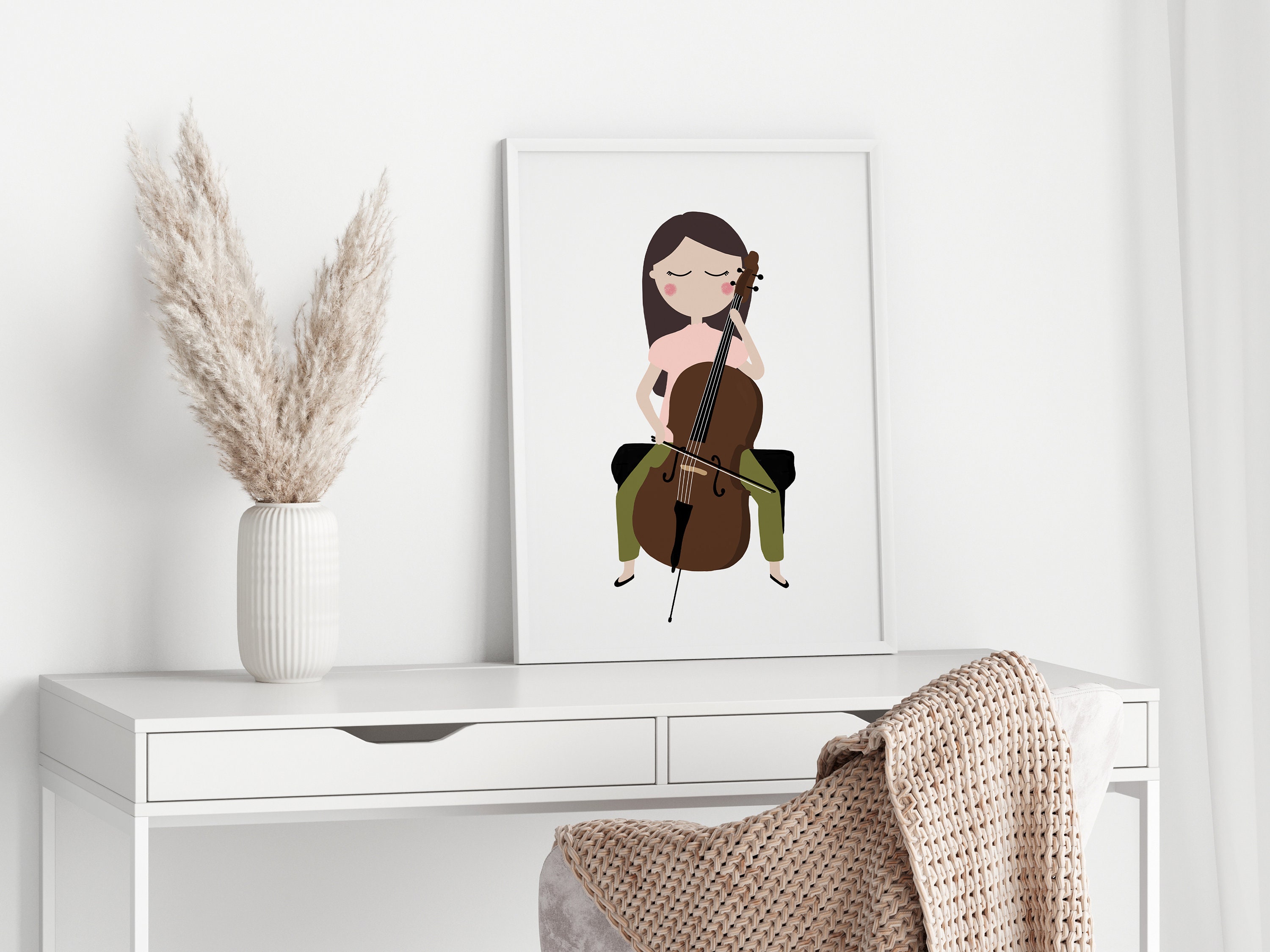 Cello Player Girl Art Print Cello Print Cello Instrument - Etsy