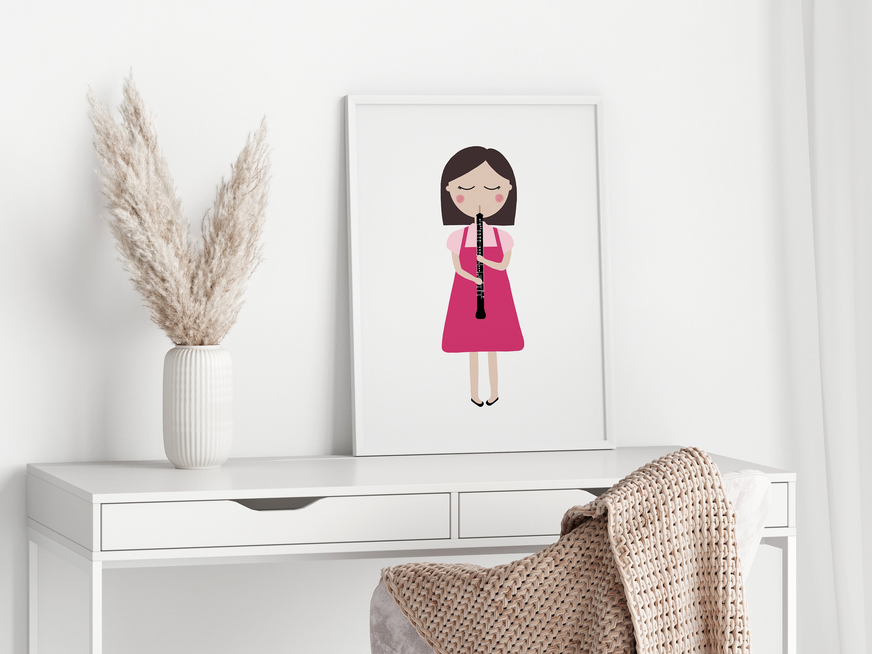 Oboe Player Girl Art Print Oboe Print Oboe Art Oboe Poster Oboe Gift ...