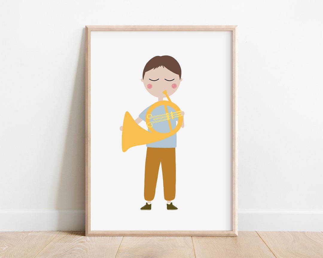 French Horn Player Boy Art Print French Horn Art French Horn Decor ...