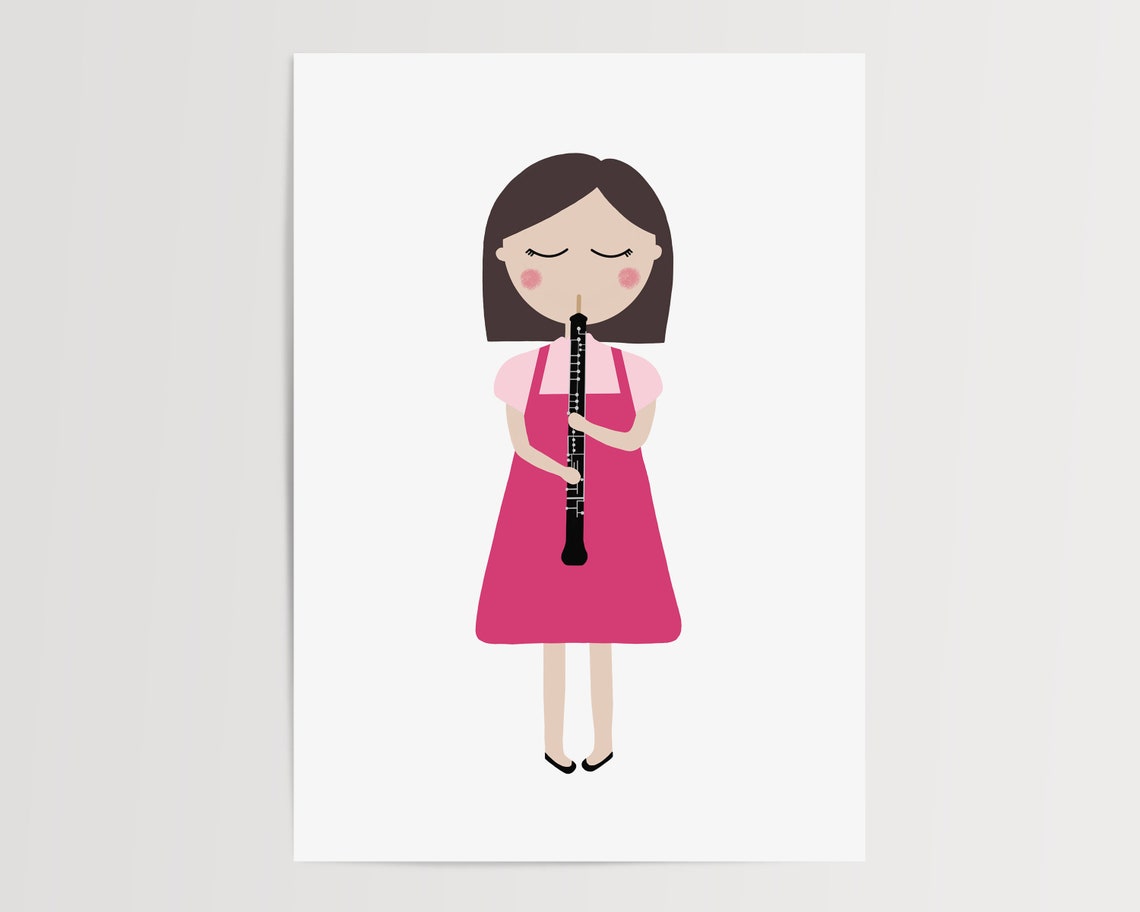 Oboe Player Girl Art Print Oboe Print Oboe Art Oboe Poster Oboe Gift ...