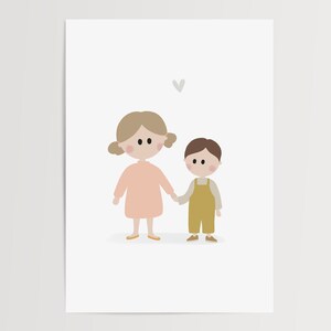 Little Sister and Brother Art Print Sister and Brother Wall Art ...