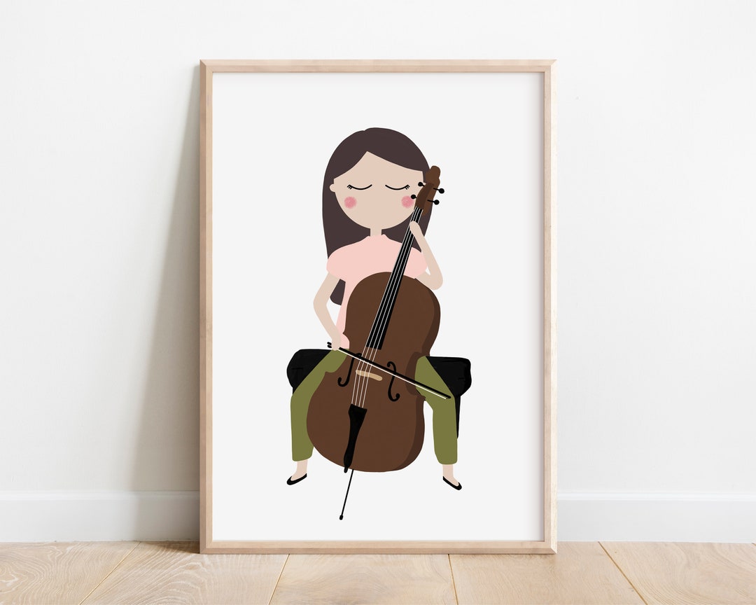 Cello Player Girl Art Print Cello Print Cello Instrument Cello Poster ...