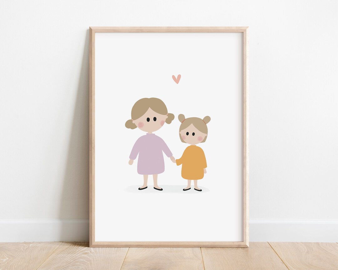 Little Sisters Art Print Sisters Bedroom Decor Sisters Wall Art Big ...
