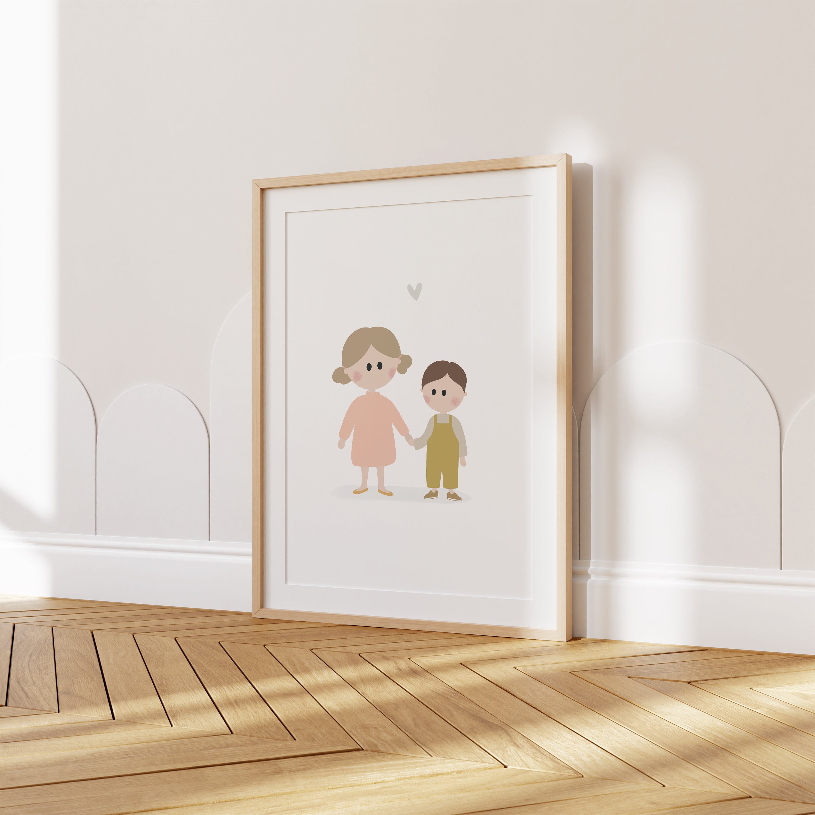 Little Sister and Brother Art Print Sister and Brother Wall Art ...