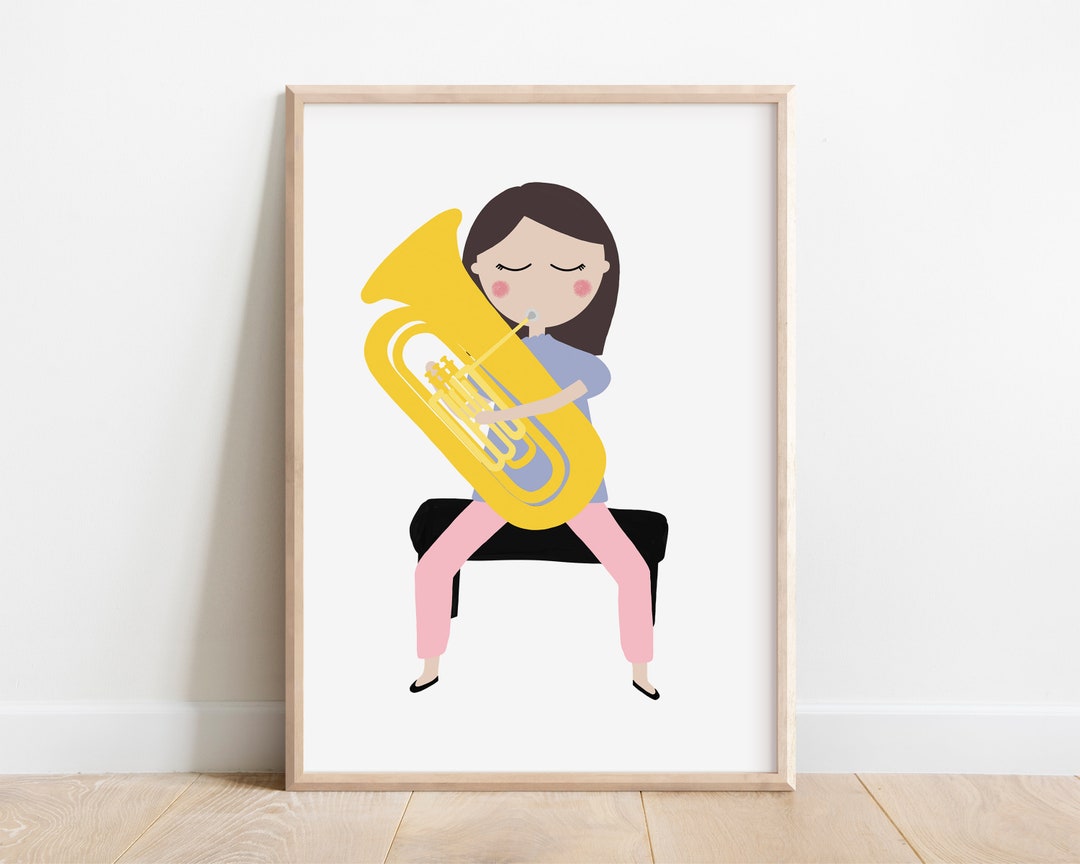 Tuba Player Girl Art Print Tuba Print Tuba Poster Tuba Art Tuba ...