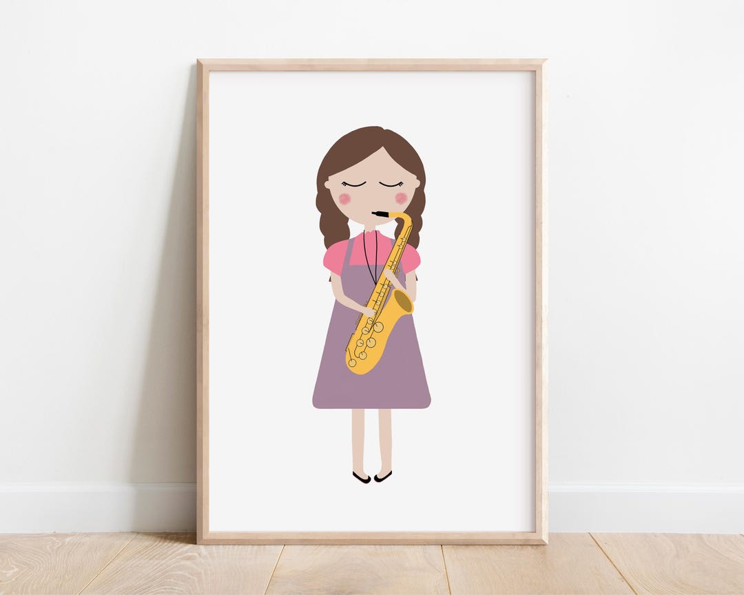 Saxophone Player Girl Art Print | Saxophone Print | Saxophone Poster ...