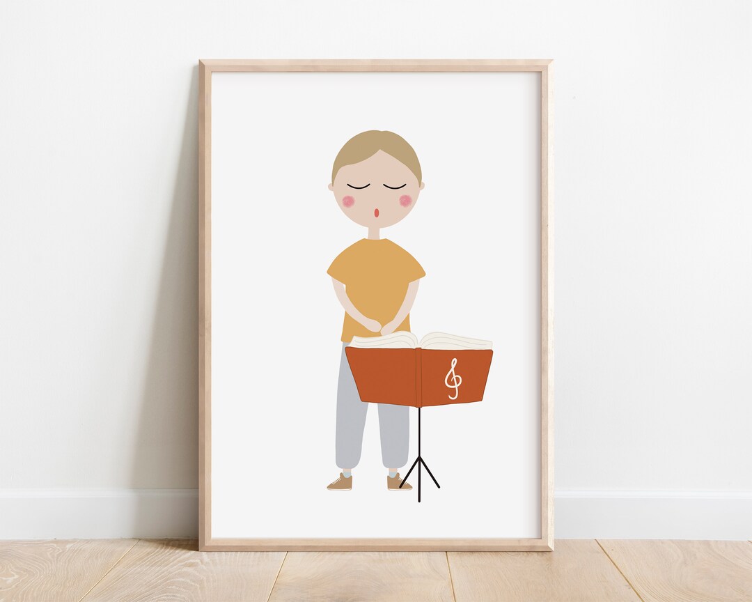 Singer Boy Art Print Singer Artwork Singer Wall Art Music Classroom ...