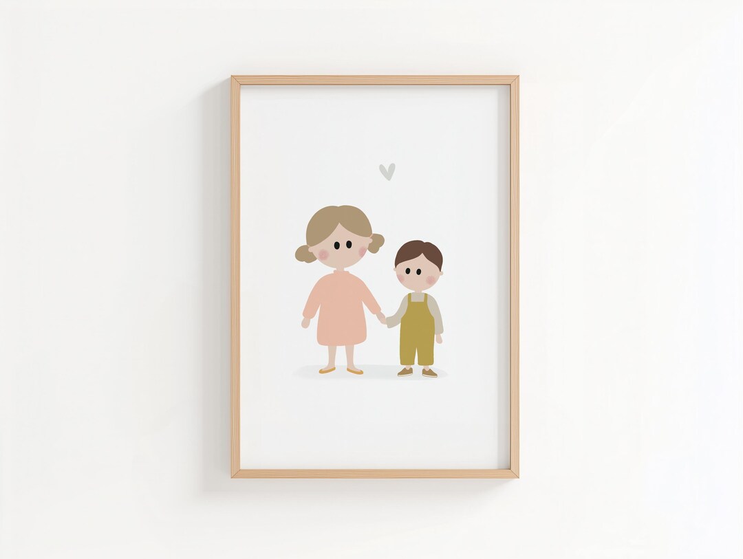 Little Sister and Brother Art Print | Sister and Brother Wall Art ...
