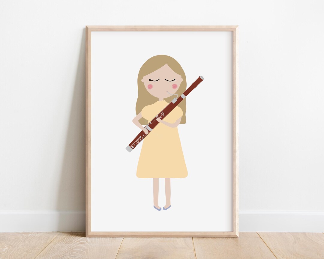 Bassoon Player Girl Art Print | Bassoon Print | Bassoon Poster ...