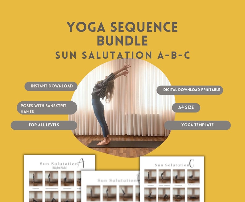 Yoga Sequence Bundle Sun Salutation A-B-C Series With Photographs ...
