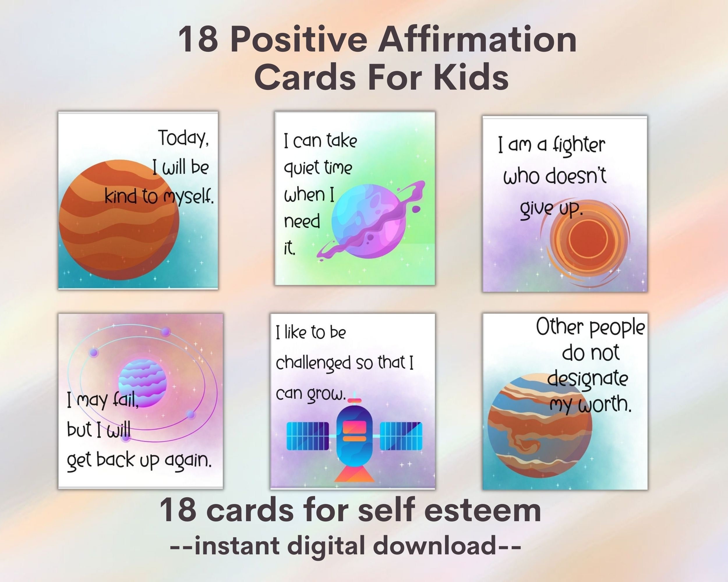 Affirmation Cards for Kids With Space Motivational Cards Kids ...