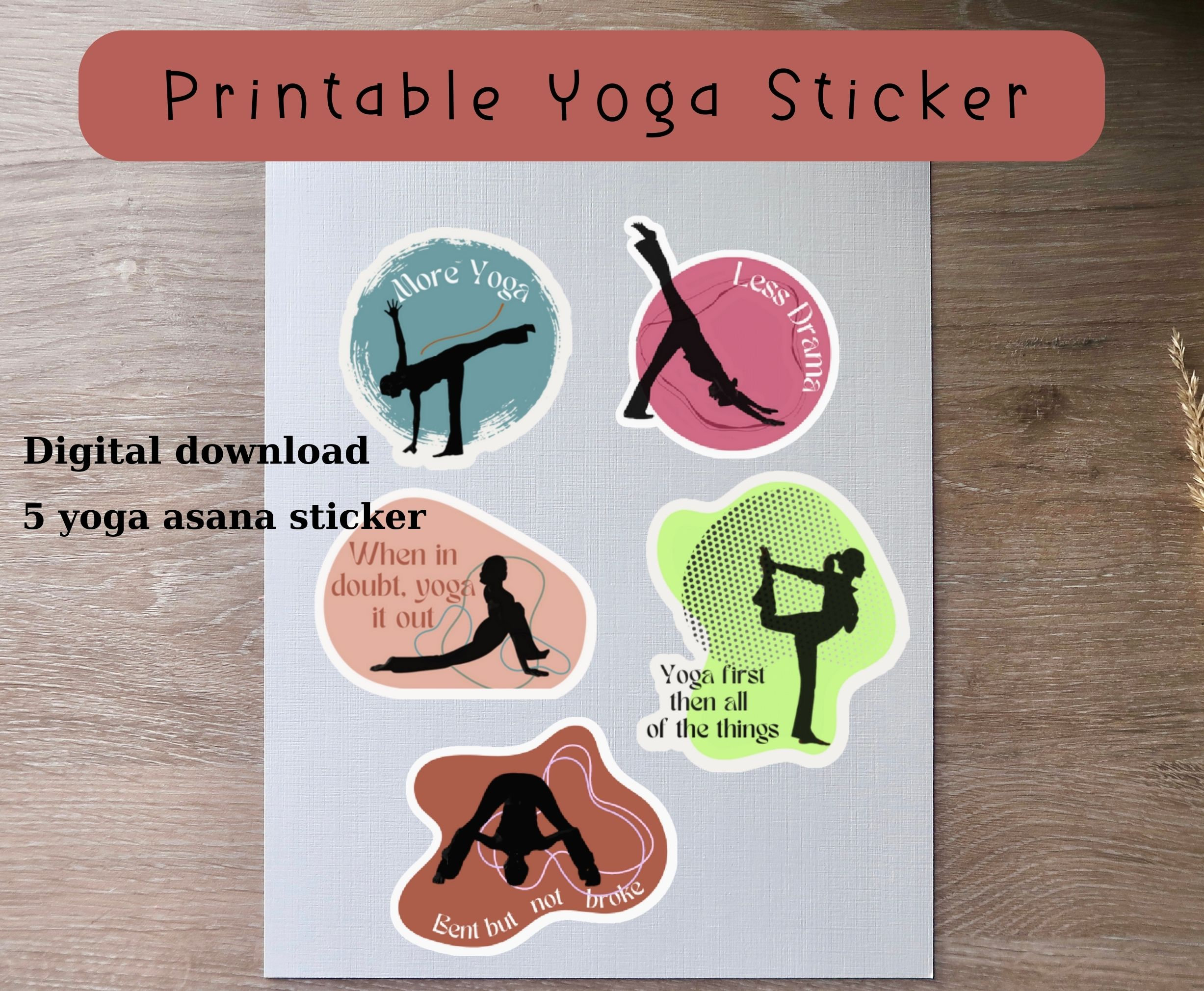 Printable Yoga Sticker With Quote, Yoga Girl Sticker, Yoga Pose Sticker ...