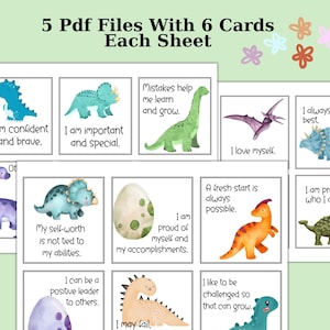 Positive Affirmation Cards for Kids With Dinosaur, Motivational Cards ...