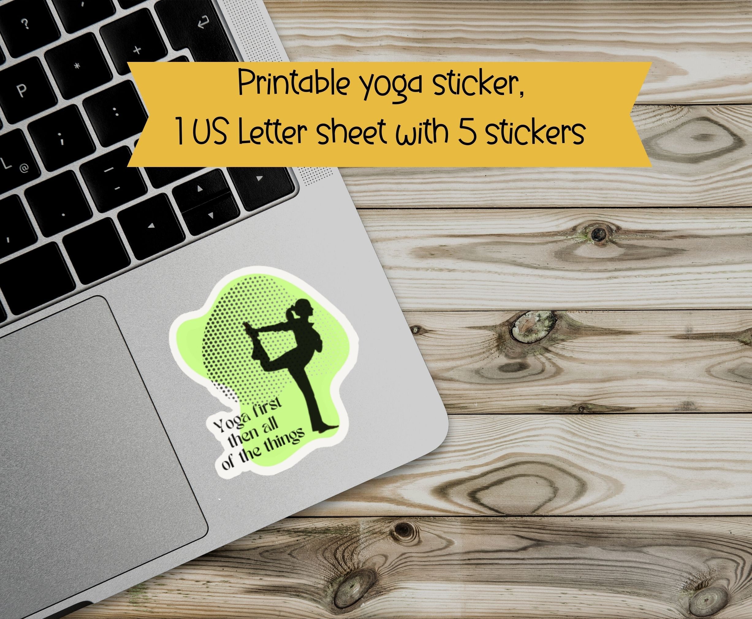 Printable Yoga Sticker With Quote, Yoga Girl Sticker, Yoga Pose Sticker ...