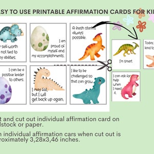 Positive Affirmation Cards for Kids With Dinosaur, Motivational Cards ...