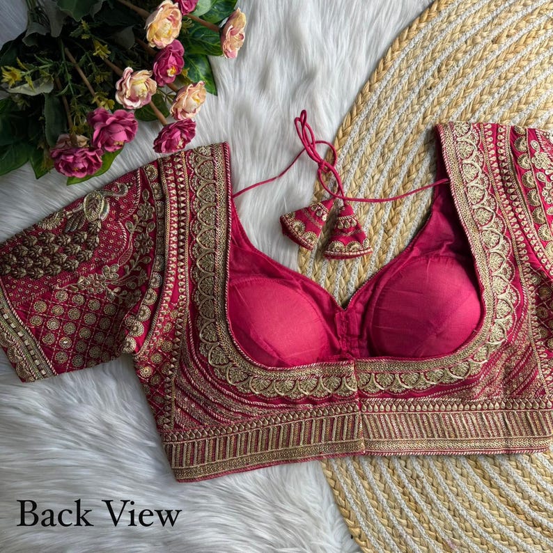 Sabyasachi Style Bridal Blouse: Gold Jari Embroidered Roman Silk ...