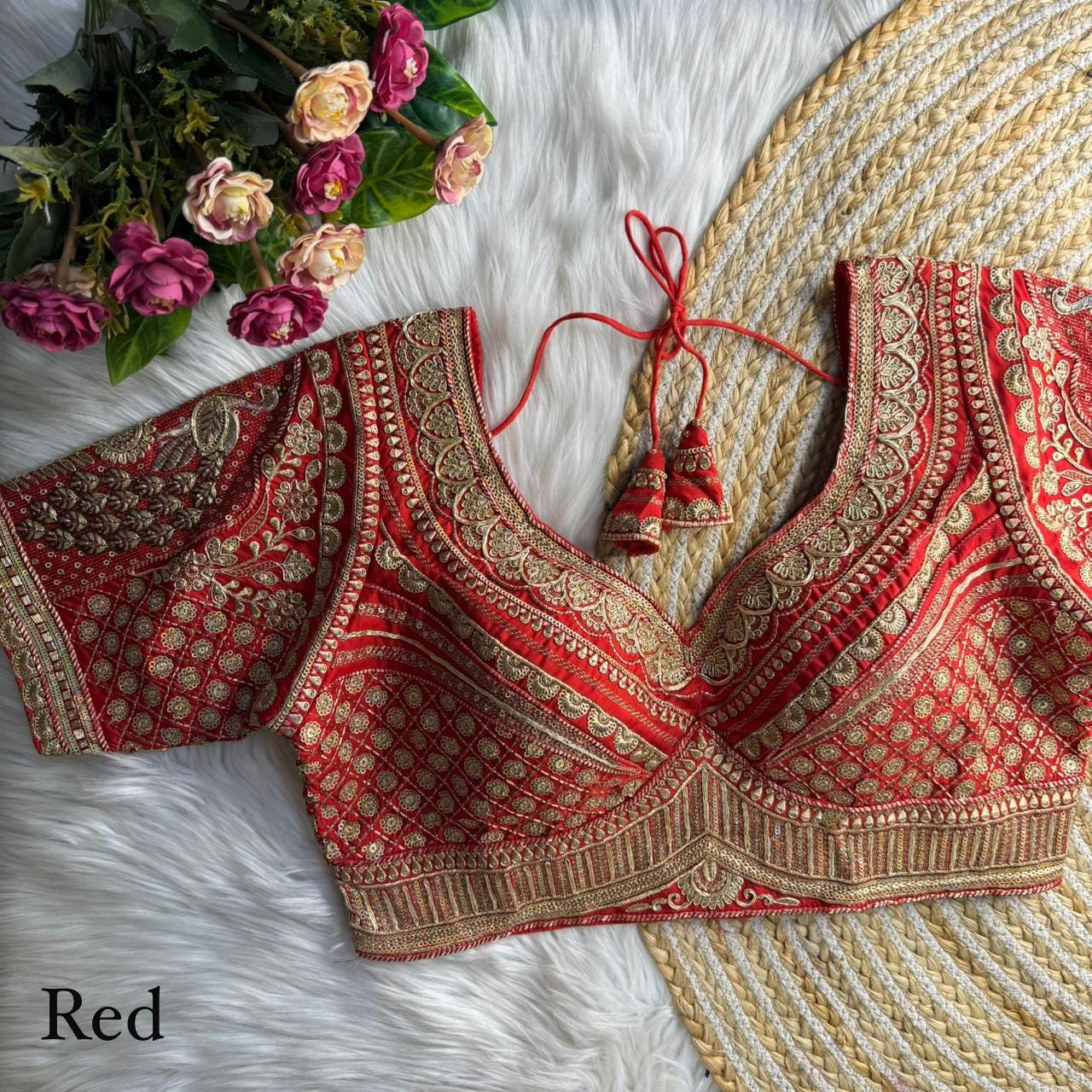 Sabyasachi Style Bridal Blouse: Gold Jari Embroidered Roman Silk ...